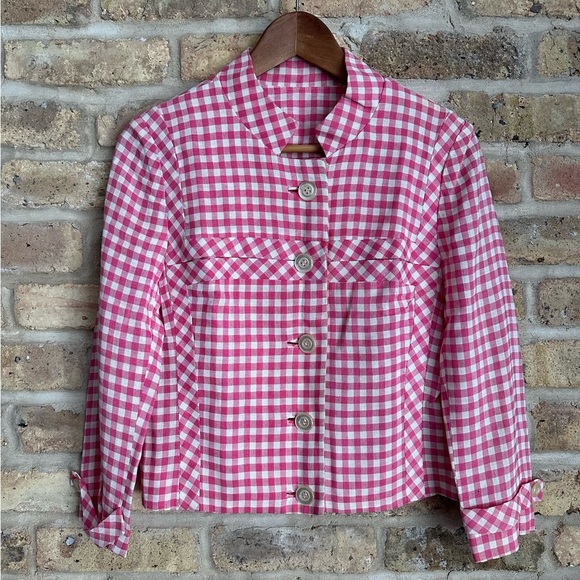 Jackets & Coats | Vintage Pink White Checkered Blazer | Poshmark